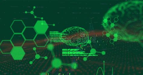 Animation Of Human Brains And Data Processing Over Molecules Stock