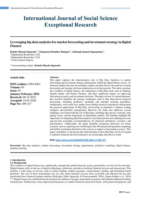 Pdf Leveraging Big Data Analytics For Market Forecasting And Investment Strategy In Digital