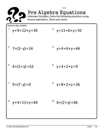 Solving Algebraic Equations Grade 8 Worksheets Tessshebaylo