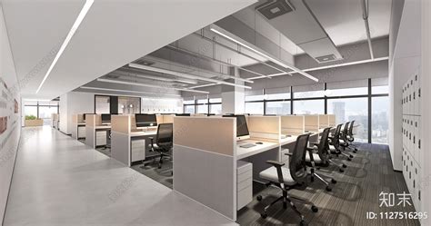 现代开放办公区su模型下载【id 1127516295】 知末su模型网
