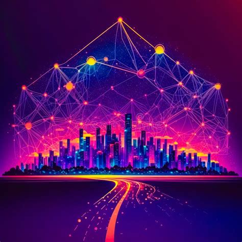 Cityscape With Lines And Dots Over It Generative Ai Stock Illustration Illustration Of