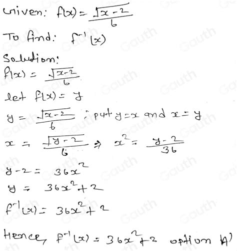 solved select the correct answer which function is the inverse of f x