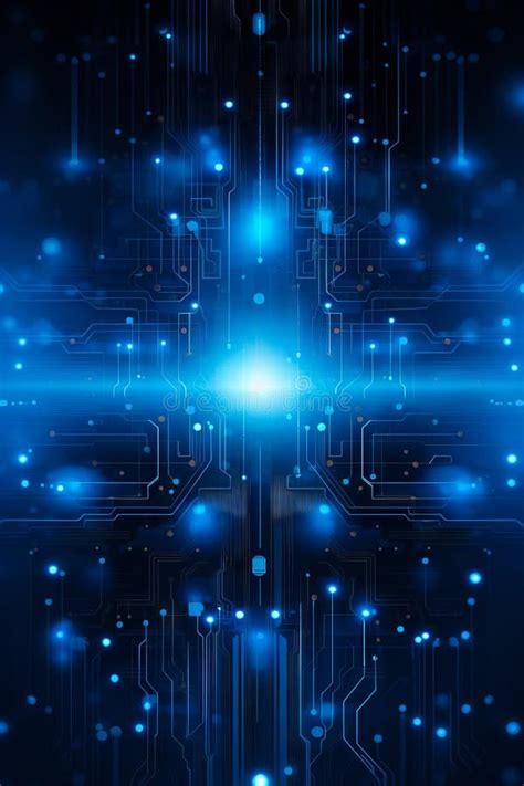Blue Background With Pattern Of Lights And Dots In The Middle Generative Ai Stock Image Image