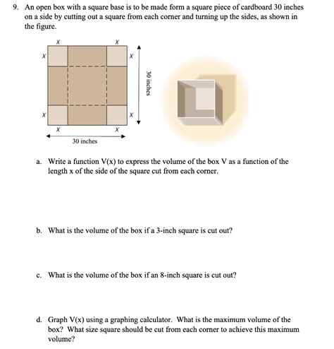 Solved An Open Box With A Square Base Is To Be Made Form Chegg Com