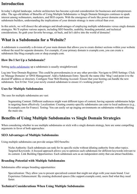 Ppt Benefits Of Using Multiple Subdomains Vs Single Domain Strategies Powerpoint Presentation