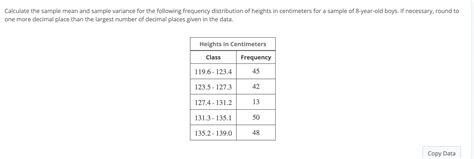 Solved Calculate The Sample Mean And Sample Variance For The