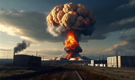 Premium Photo A Massive Nuclear Explosion Billowing Smoke And Fire To The Heavens