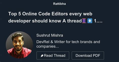 Top 5 Online Code Editors Every Web Developer Should Know A Thread🧵⬇️