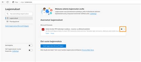 Microsoft Edgen Adobe Acrobat Laajennuksen Käyttöönotto
