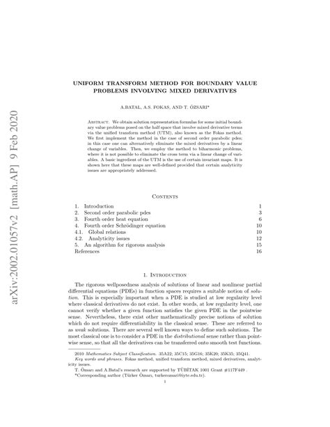Pdf Uniform Transform Method For Boundary Value Problems Involving Mixed Derivatives