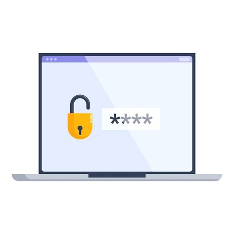 Premium Vector Laptop Displaying Password Protected Login Screen With Unlocked Padlock Icon