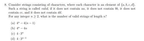 Solved 8 Consider Strings Consisting Of Characters Where