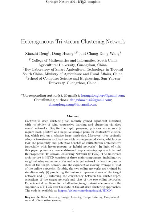 Pdf Heterogeneous Tri Stream Clustering Network