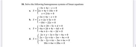 Solved A 18 Solve The Following Homogeneous Systems Of