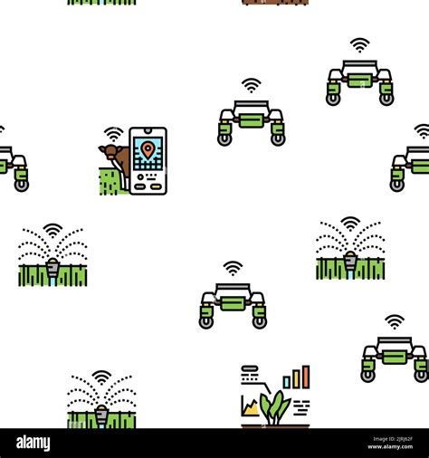 Farm Smart Agriculture Farmer Vector Seamless Pattern Stock Vector