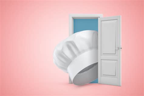 밝은 분홍색 배경에 흰색 출입구에서 흰색 요리사 모자의 3d 렌더링 3차원 형태에 대한 스톡 사진 및 기타 이미지 3차원 형태 가득 찬 건강한 생활방식 Istock