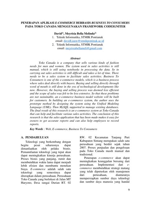 Pdf Penerapan Aplikasi E Commerce Berbasis Business To Consumers Pada Toko Canada Menggunakan