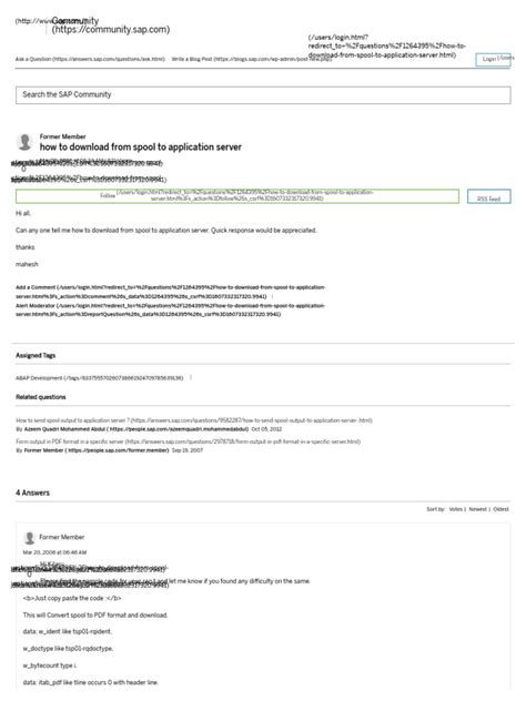 How To Download From Spool To Application Server Sap Qanda Pdf World Wide Web Internet And Web
