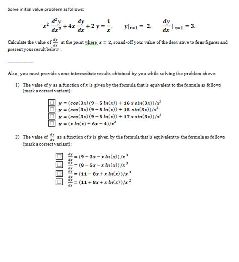 Solved Solve Initial Value Problem As Follows Dy 4x Dy