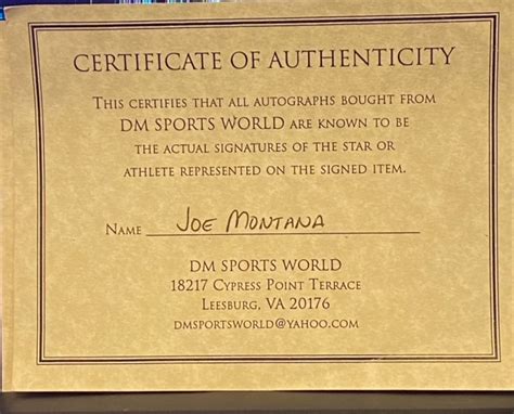 Joe Montana Autographed Football With Certificate Of Authenticity Property Room