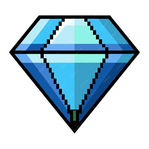 Premium Vector Retro Pixel Art Blue Diamond Icon Digital Gemstone