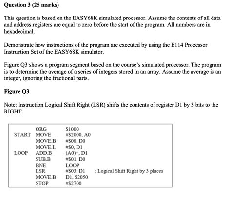 Solved This Question Is Based On The Easy68k Simulated