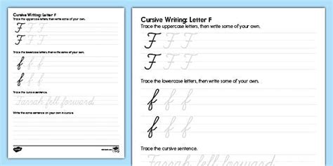 Cursive Letter Writing Letter F Worksheet Teacher Made