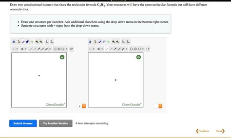 Solved Draw Two Constitutional Isomers That Share The Molecular Formula C6h10 Your Structures