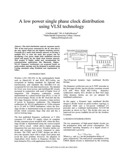 A Low Power Single Phase Clock Distribution Using Vlsi Technology Pdf