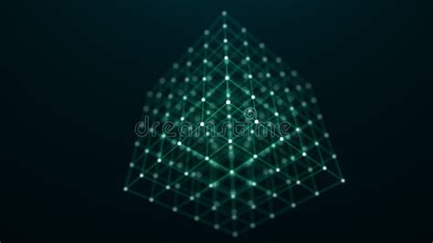 Abstract Sci Fi Cube With Particle And Line Technology Network