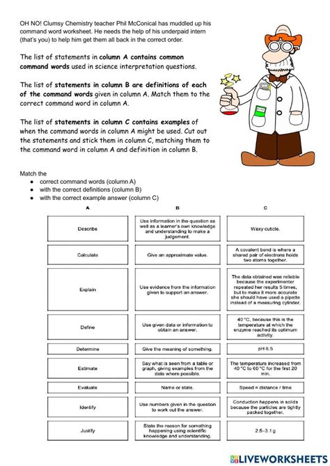 Science Igcse Command Words Worksheet Live Worksheets