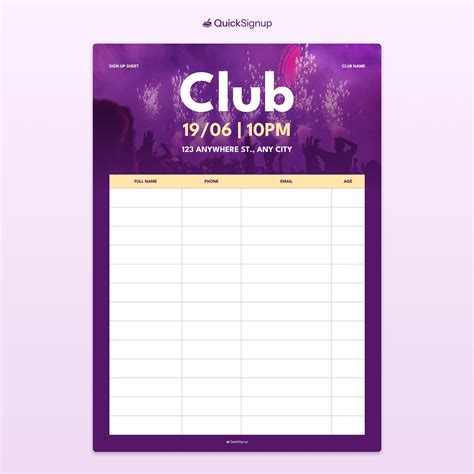 3 Cool Club Sign Up Sheet Templates Online App