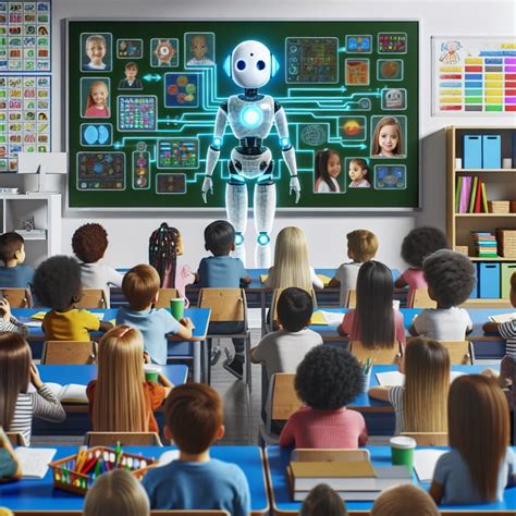 ai elementary school teacher in a diverse classroom setting ai art