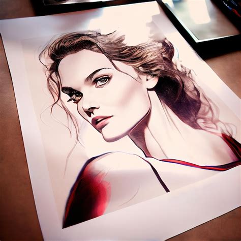 Une vue de dessus du poste de travail de l artiste avec des échantillons de dessins Artiste au