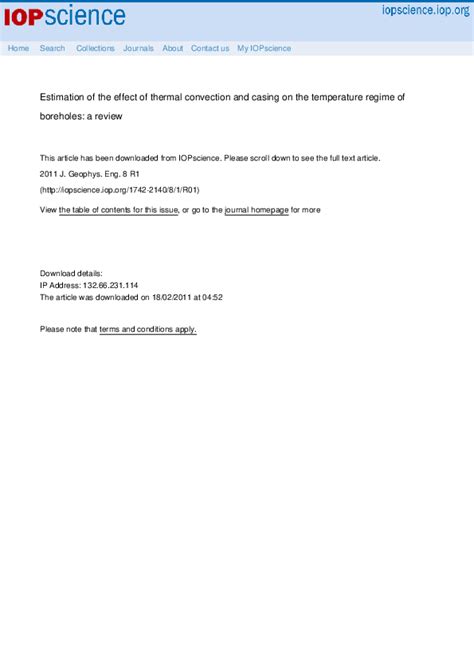 Pdf Thermal Convection Effects On Borehole Temperatures