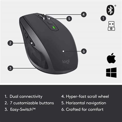 Mouse sem fio Logitech MX Anywhere 2S para Uso em Qualquer Superfície USB Unifying ou Bluetooth