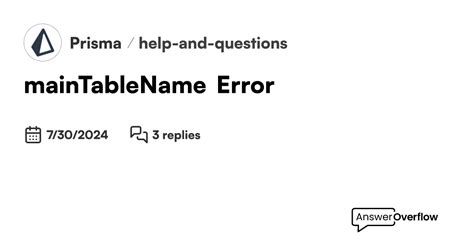 Maintablename Error Prisma