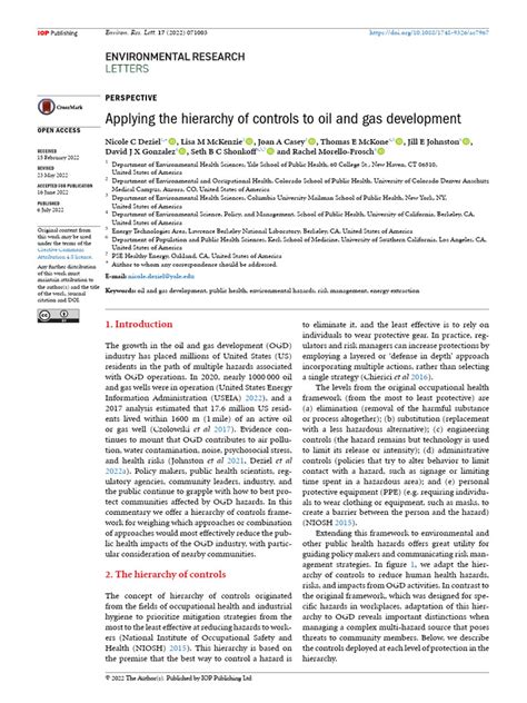 Applyingthehierarchyofcontrolstooilandgas Pdf Air