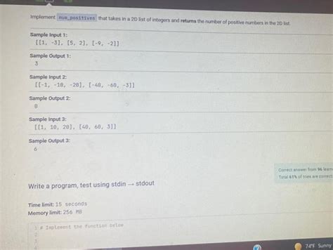 implement num positives that takes in a 2d list of
