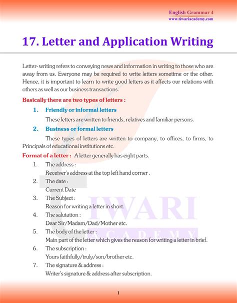 What Is Letter Writing For Grade 4 In English
