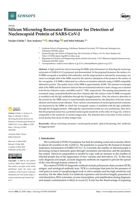Pdf Silicon Microring Resonator Biosensor For Detection Of Nucleocapsid Protein Of Sars Cov 2