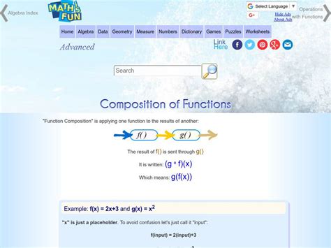 Math Is Fun Composition Of Functions Handout For 9th 10th Grade