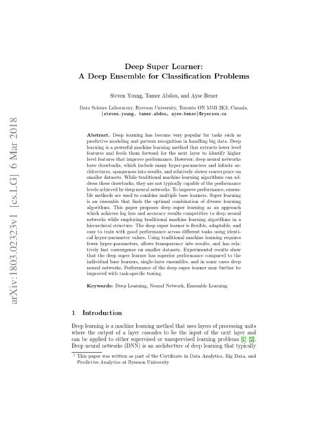 Deep Super Learner A Deep Ensemble For Classification Problems Pdf