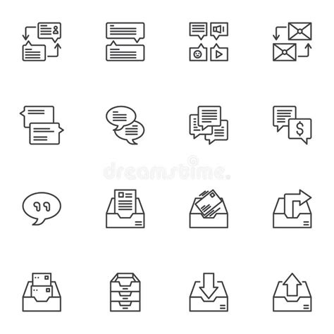 Dialogue Speech Line Icons Set Stock Vector Illustration Of