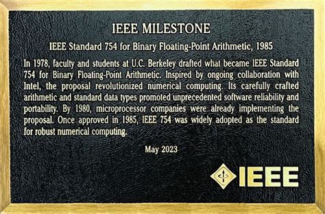 Milestonesieee Standard 754 For Binary Floating Point Arithmetic 1985 Engineering And