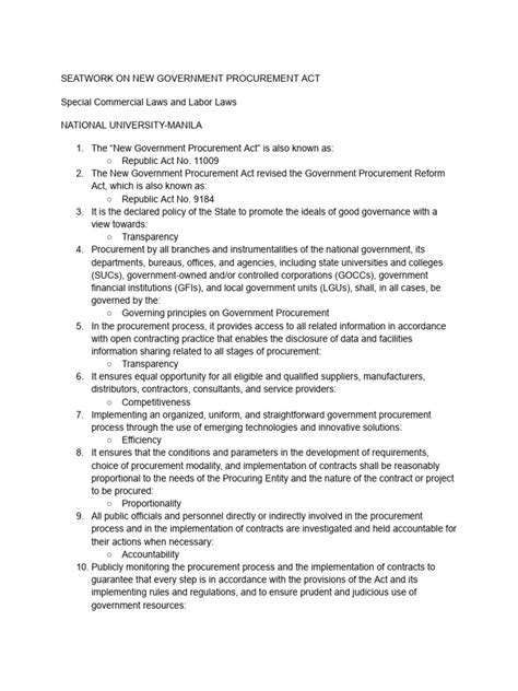 new government practice quizzer 1 pdf procurement economies