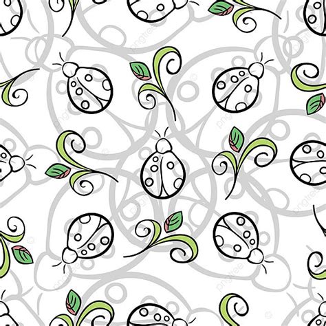 Ladybug Gray Pattern Decorative Art Ladybug Vector Decorative Art Ladybug Png And Vector With