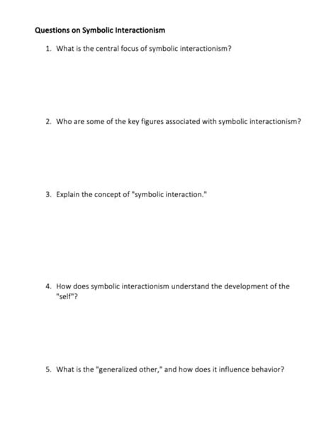 Symbolic Interactionism Reading Worksheet And Questions Tpt