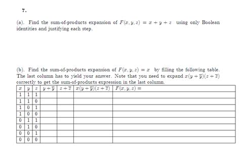 Solved A Find The Sum Of Products Expansion Of