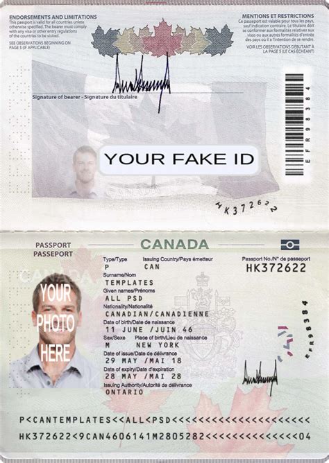 Canada Fake Passport Template Your Fake Id Templates